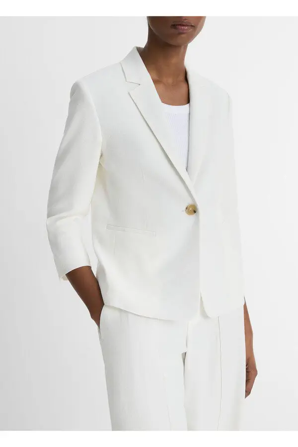 Vince Linen-blend Shrunken Blazer - White