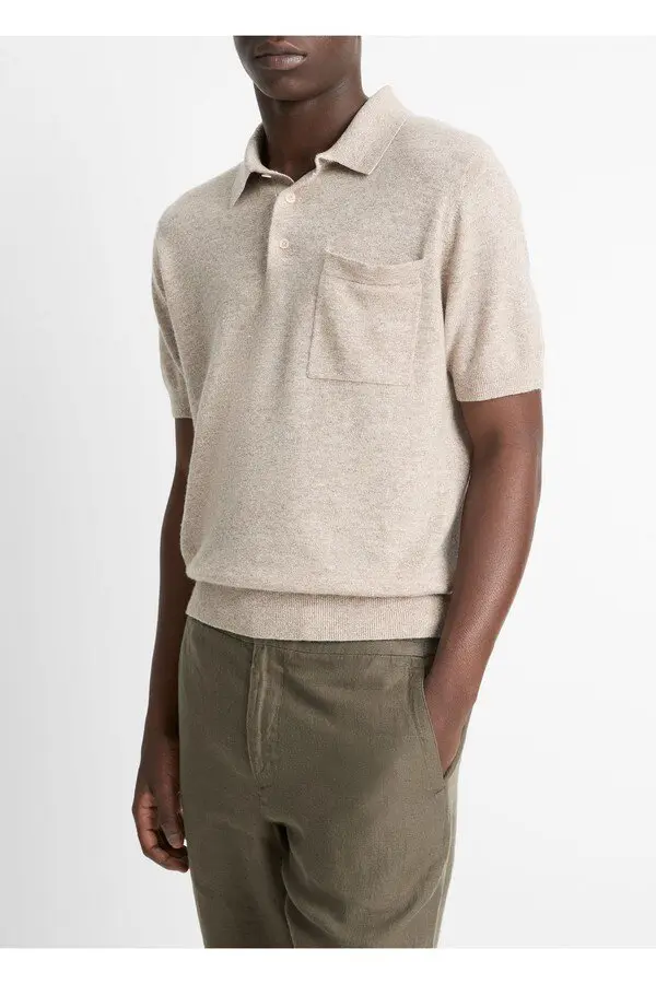 Vince Linen, Wool & Cashmere Polo Sweater