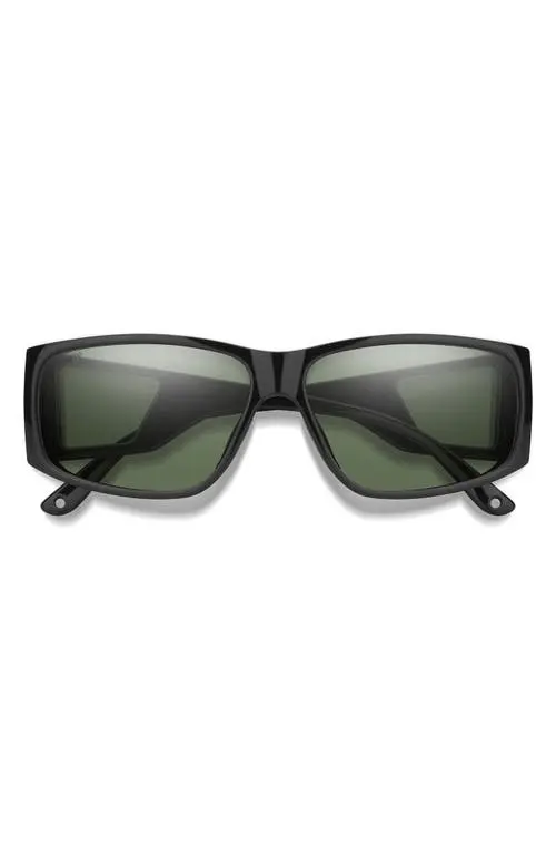 SMITH Monroe Peak 62mm Oversize Chromapop™ Polarized Sunglasses - Black / Chromapop Gray Green