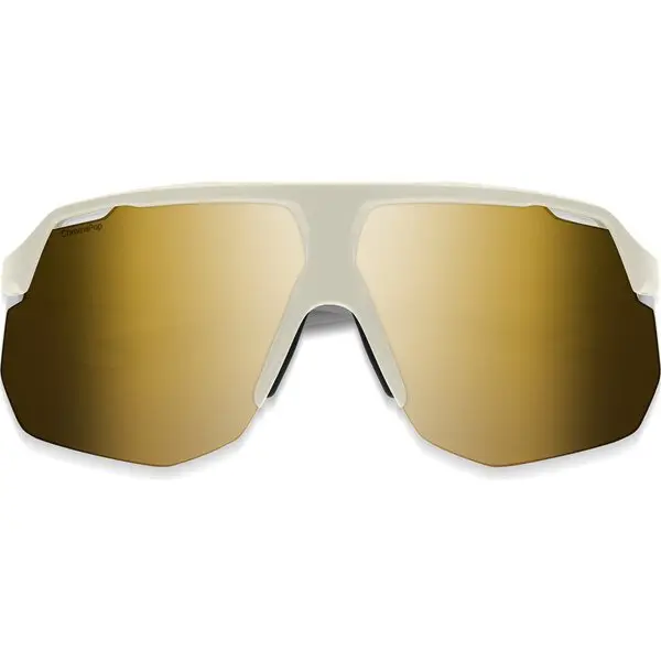 SMITH Motive 74mm Chromapop™ Polarized Shield Sunglasses - Bone / Chromapop Black Gold