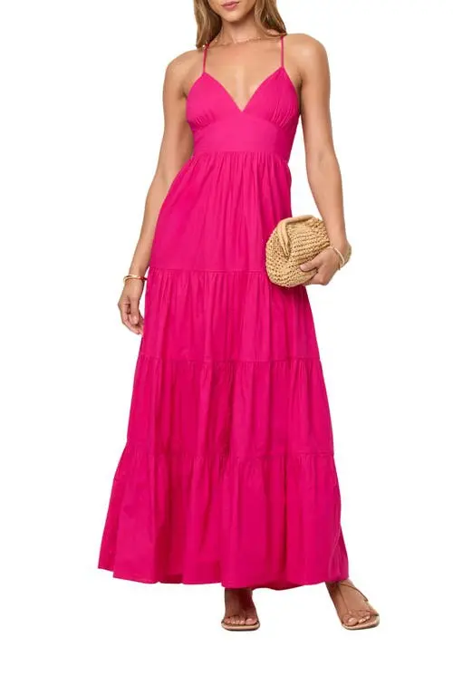 L*Space Laina Tiered Cotton Poplin Maxi Dress - Bougainvillea