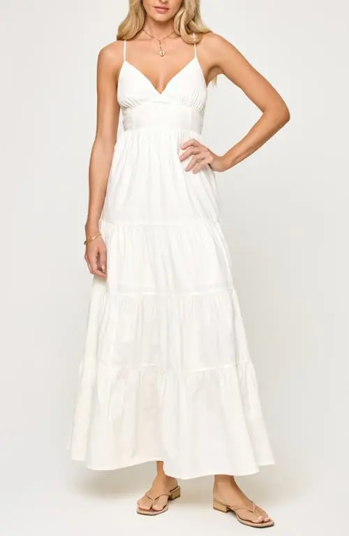 L*Space Laina Tiered Cotton Poplin Maxi Dress - Cream