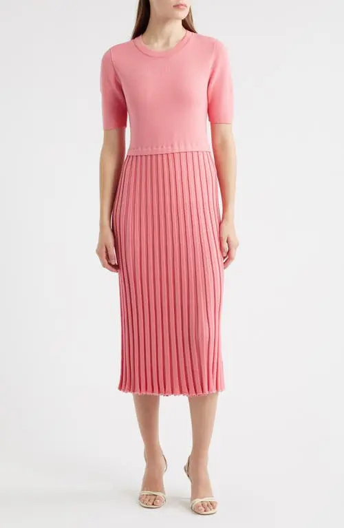Elie Tahari Vesper Knit Midi Dress - Dragonfruit