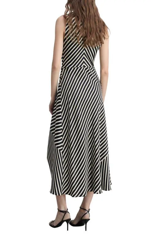 mango black and white dress Collar Button Lace Dress-Black main image 0