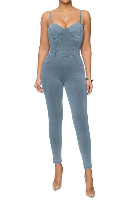 JLUXLABEL Diya Bustier Jumpsuit - Denim
