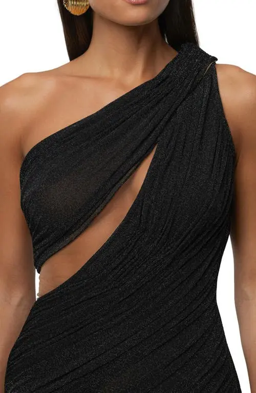 JLUXLABEL Aura Shimmer One-shoulder Midi Dress