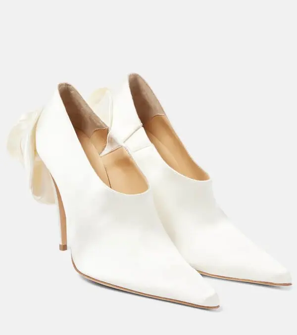 Magda Butrym Floral-appliqué Satin Pumps - White