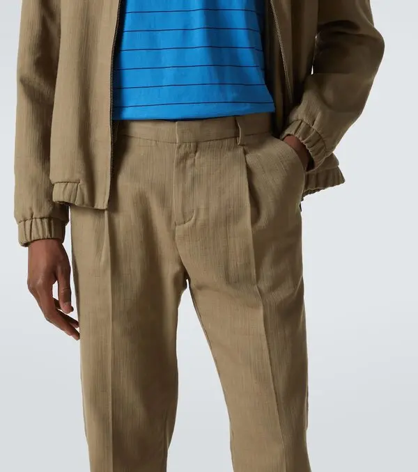 Sunspel Striped Cotton Tapered Trousers