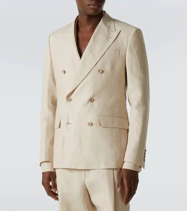 Dolce & Gabbana Double-breasted Linen Blazer - Beige