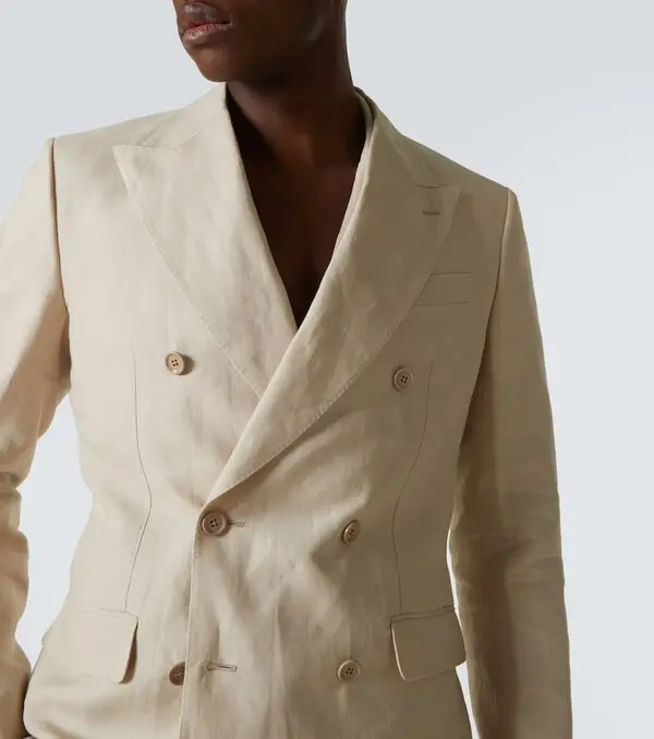 Dolce & Gabbana Double-breasted Linen Blazer - Beige