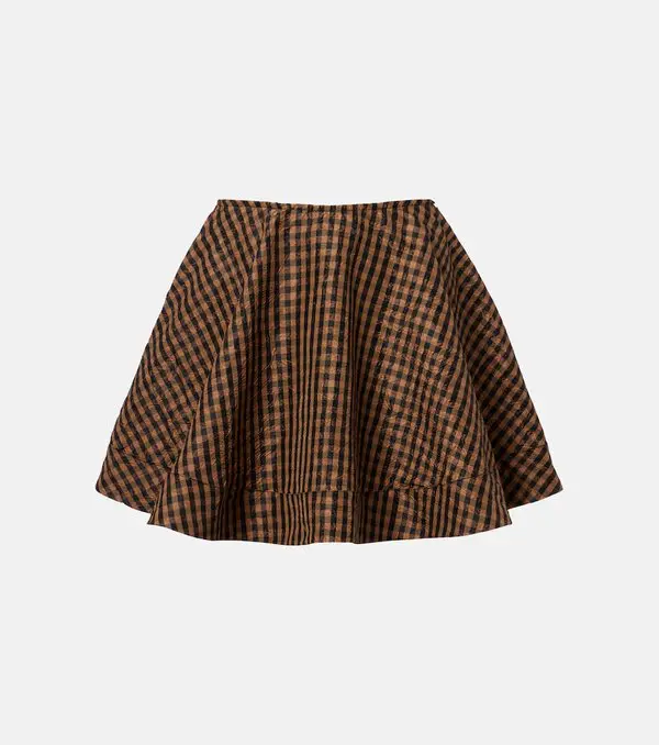 GANNI Checked Miniskirt - Brown