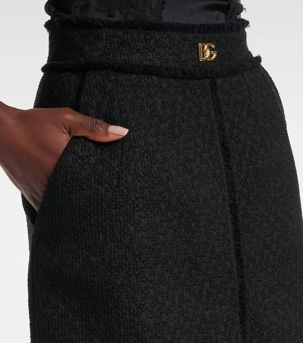 Dolce & Gabbana Dg Wool-blend Tweed Midi Skirt