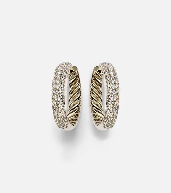 David Yurman Dy Mercer® Hoop Earrings With Diamonds - Gold