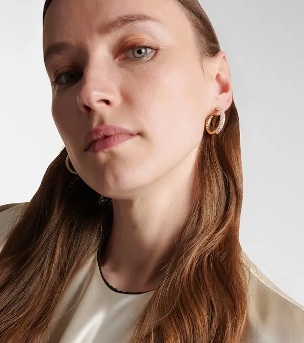 David Yurman Dy Mercer® Hoop Earrings With Diamonds - Gold