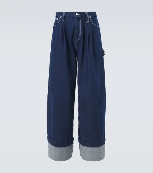 Simone Rocha Embellished Wide-leg Jeans - Blue