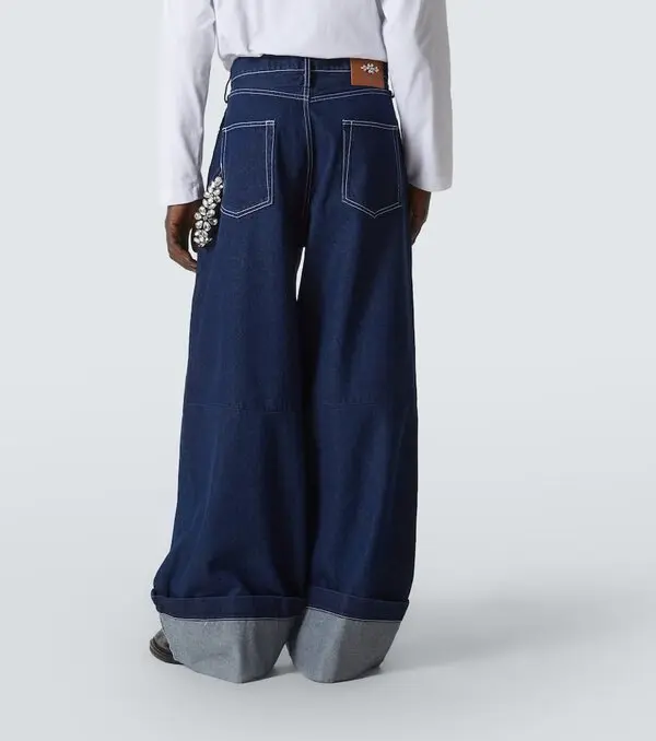 Simone Rocha Embellished Wide-leg Jeans - Blue