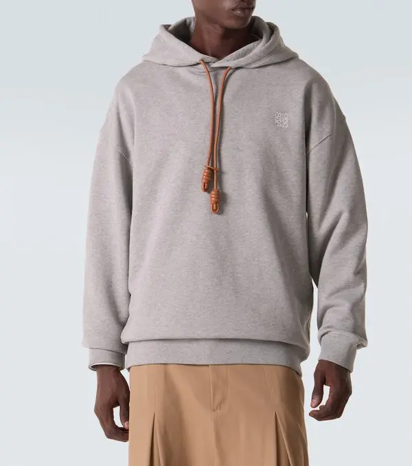 Loewe Anagram Cotton Jersey Hoodie - Grey