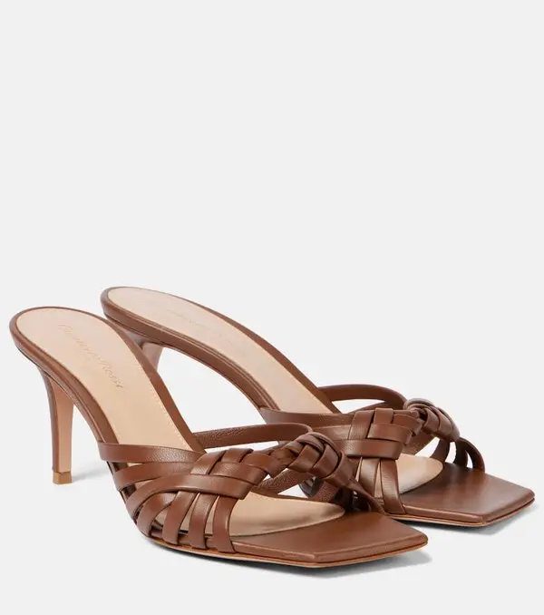 GIANVITO ROSSI Vyna 70 Metallic Leather Mules - Brown