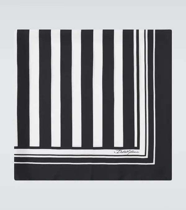 Dolce & Gabbana Striped Silk Scarf - Black