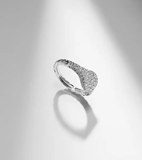 David Yurman 18kt White Gold Ring With Diamonds