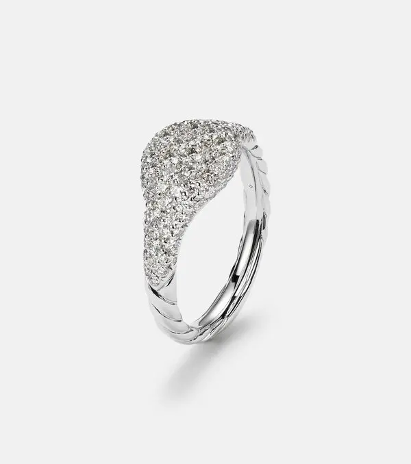 David Yurman 18kt White Gold Ring With Diamonds - Silver