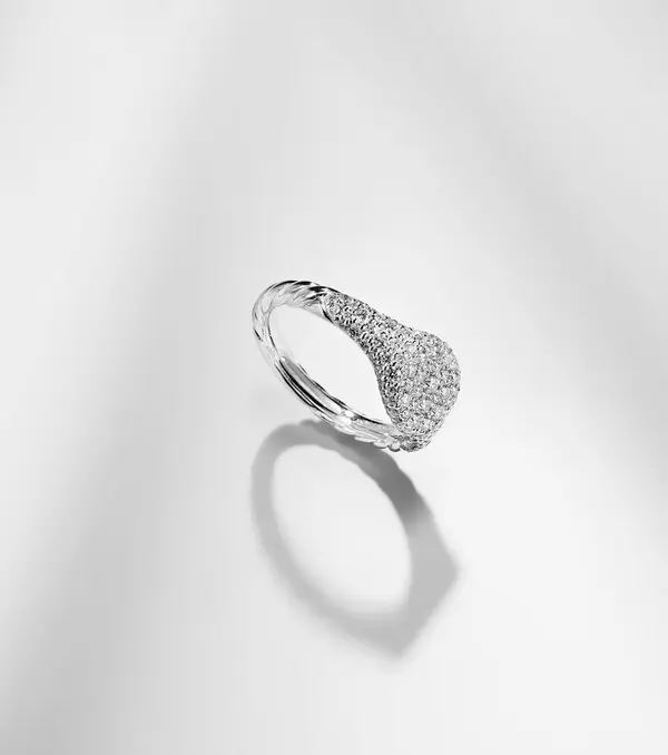 David Yurman 18kt White Gold Ring With Diamonds - Silver