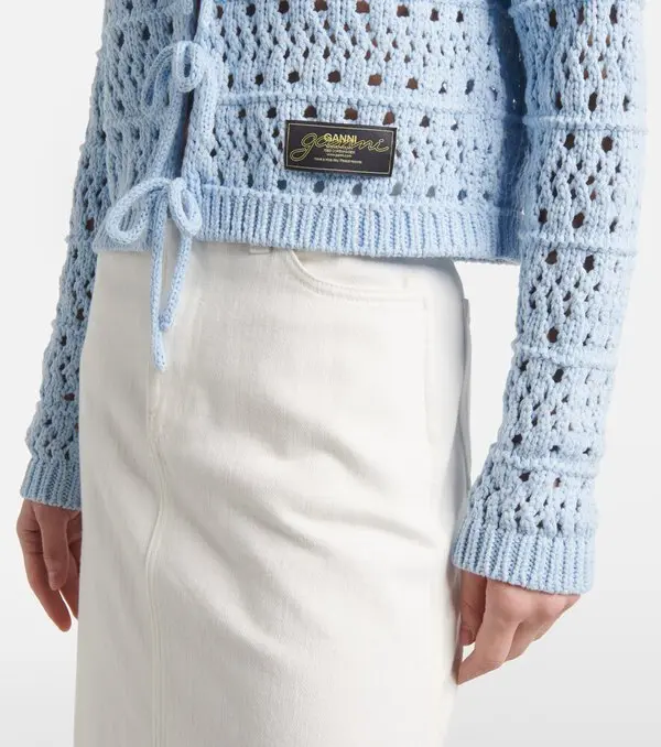 GANNI Open-knit Cotton-blend Cardigan