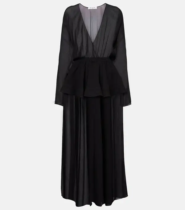 Alaïa Peplum Midi Dress - Black