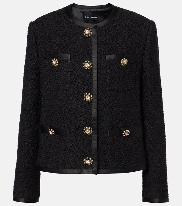 Dolce & Gabbana Wool And Silk-blend Tweed Jacket - Black