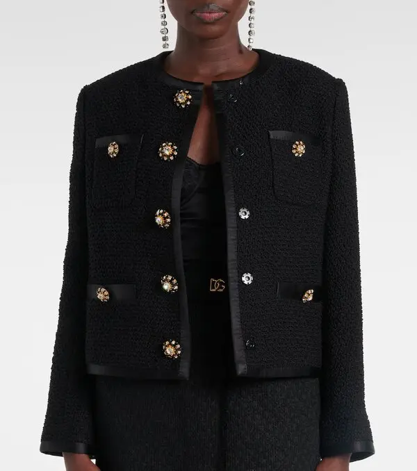 Dolce & Gabbana Wool And Silk-blend Tweed Jacket - Black