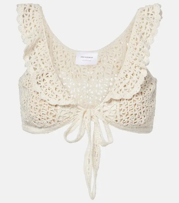 Anna Kosturova Brigitte Crochet Top - White