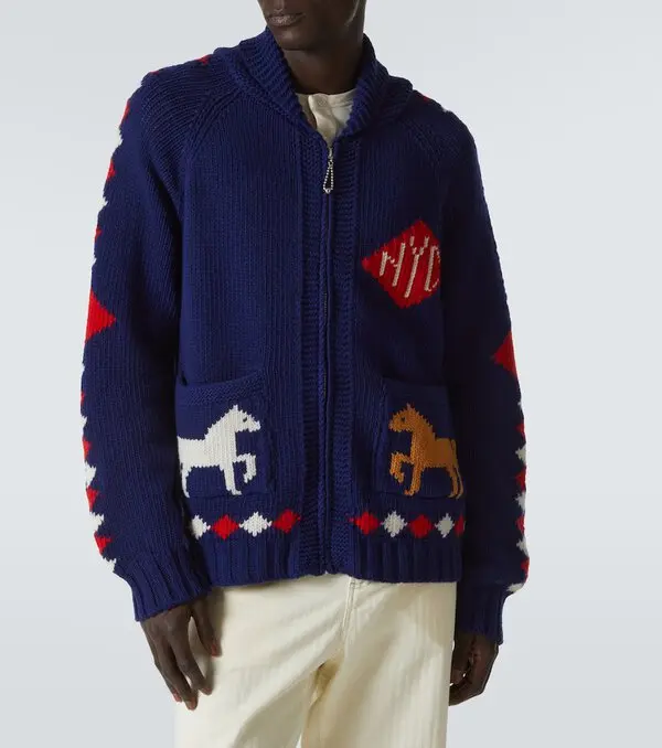 BODE Diamond Corral Wool Zip-up Cardigan
