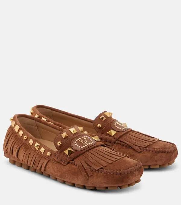 Valentino Garavani Vlogo Suede Driving Shoes - Brown