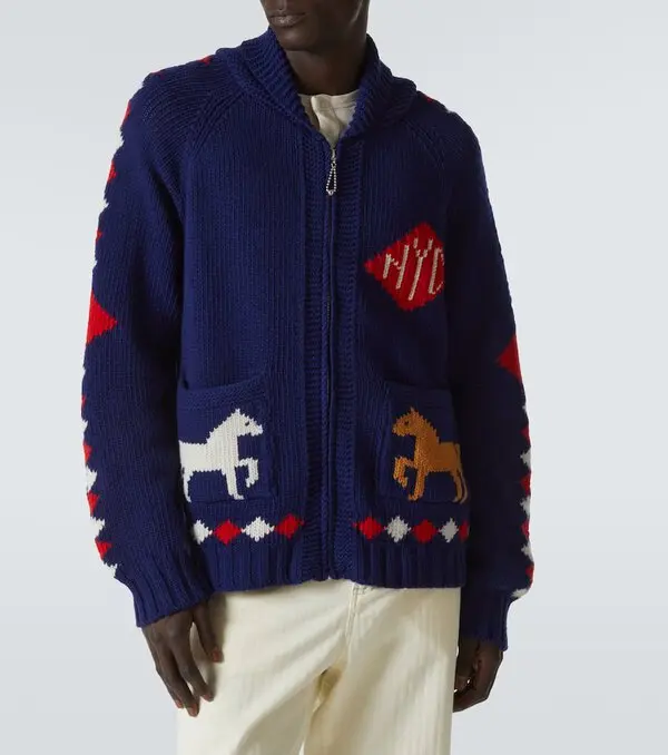 BODE Diamond Corral Wool Zip-up Cardigan