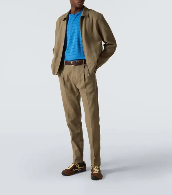 Sunspel Striped Cotton Tapered Trousers