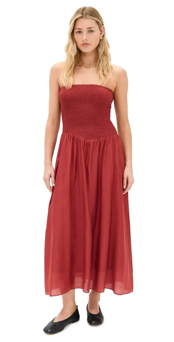 Pixie Market Smocked Strapless Midi Dress In Paprika - 80% Off |  Editorialist