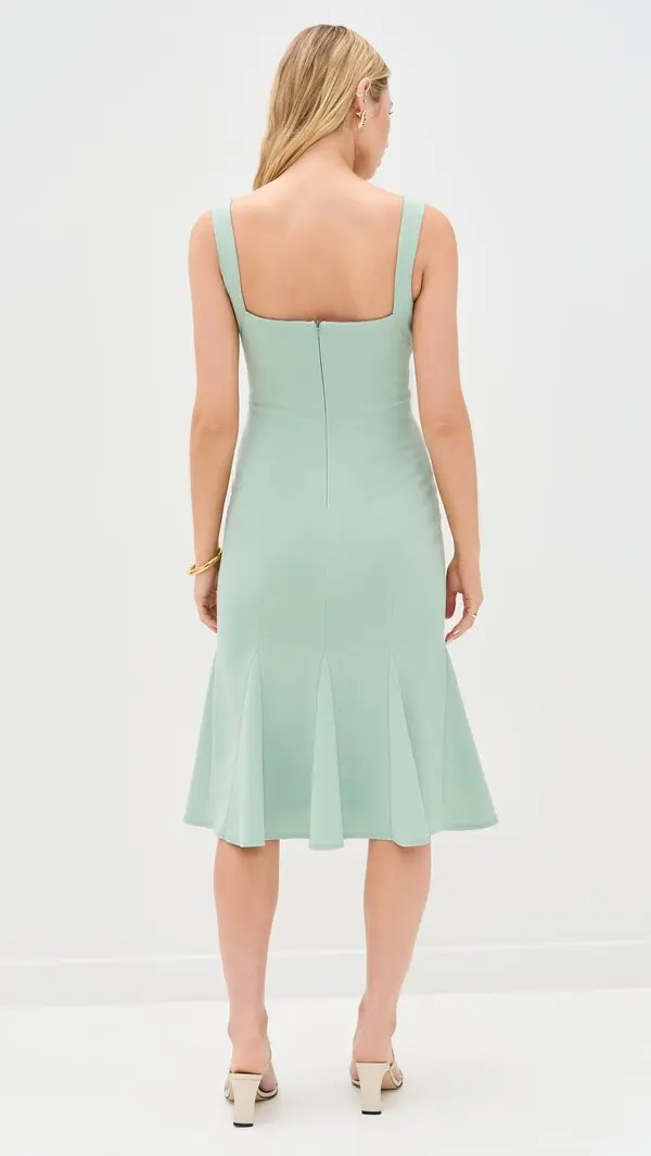 black halo midi dress in green Slim Pleated Maxi Dress main image 1