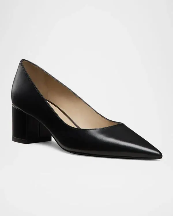 STUART WEITZMAN Leather Block-heel Pumps