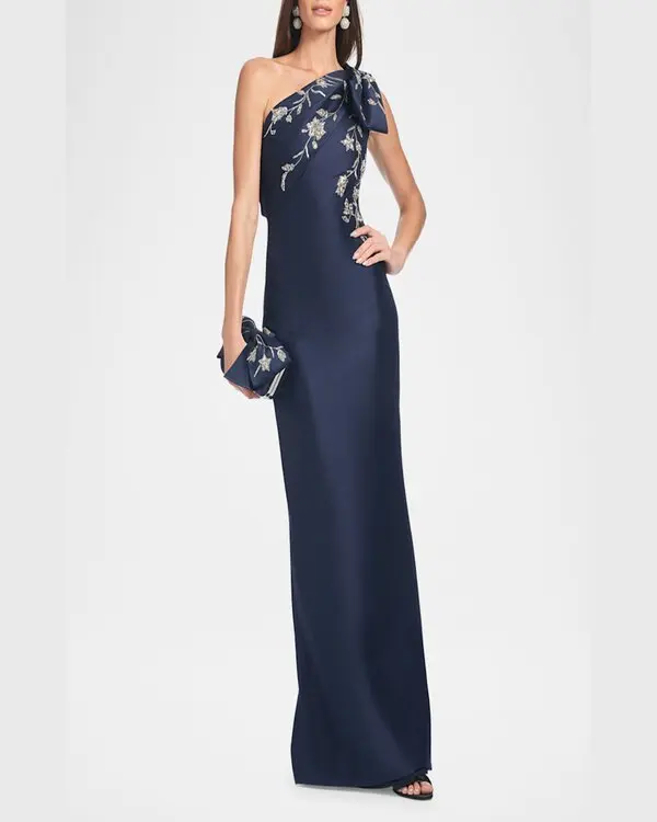 Sachin Babi Olivia One-Shoulder Gown Night Sky Editorialist