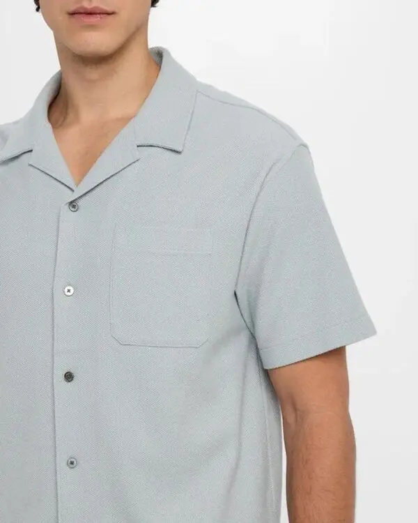 FRAME Apos;s Relaxed Jacquard Camp Shirt - Blue