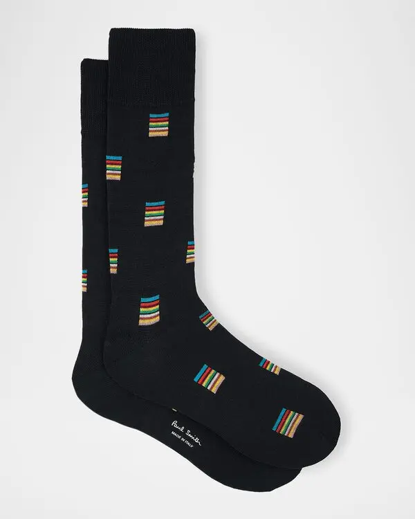 Paul Smith Jonas Signature Stripe Block Crew Socks - Black