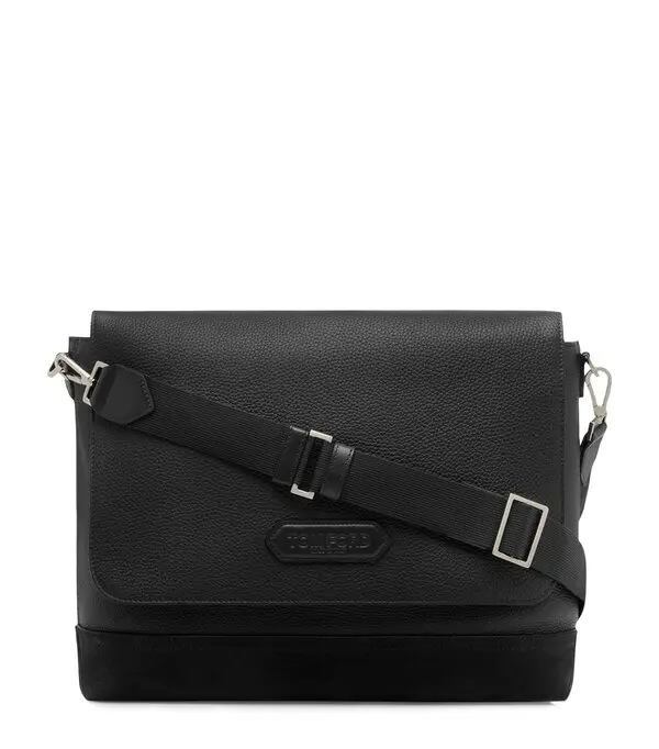 TOM FORD Leather Messenger Bag - Black