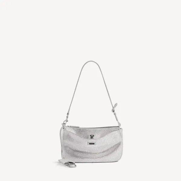 Balenciaga Rodeo Sling Pochette With Rhinestones - Grey