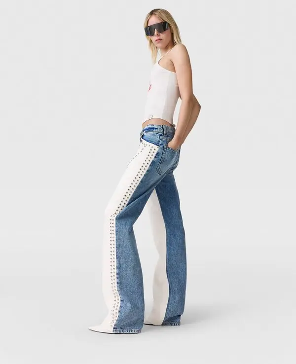 Stella McCartney Studded Chaps Straight-leg Jeans - White/blue