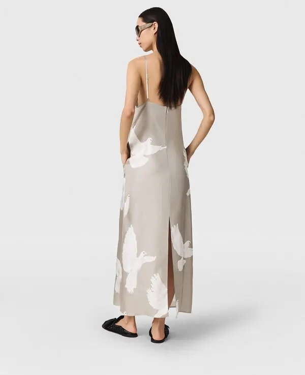 Stella McCartney Sleeveless Dove Print Midi Dress - Beige/white