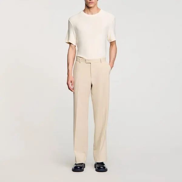 Sandro Oversized Wool Suit Trousers - Oats