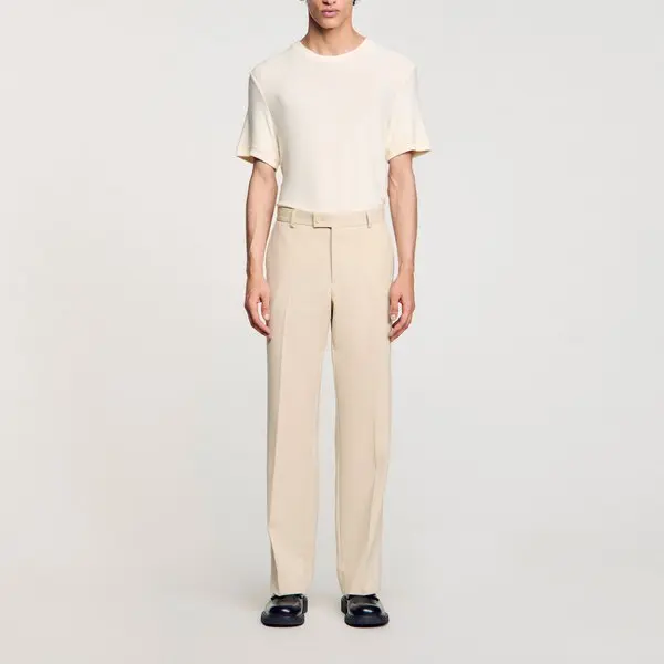 Sandro Oversized Wool Suit Trousers - Oats
