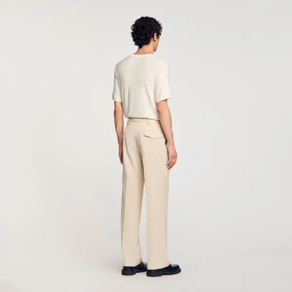 Sandro Oversized Wool Suit Trousers - Oats