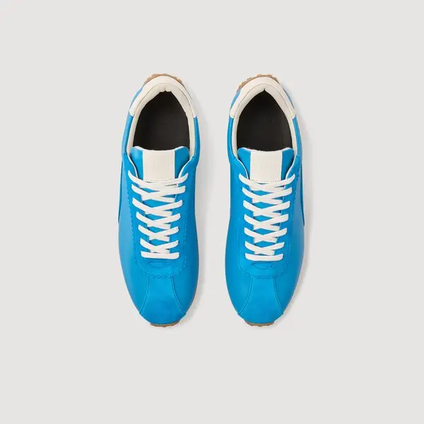 Sandro Leather And Suede Mix Running Sneakers - Azur.