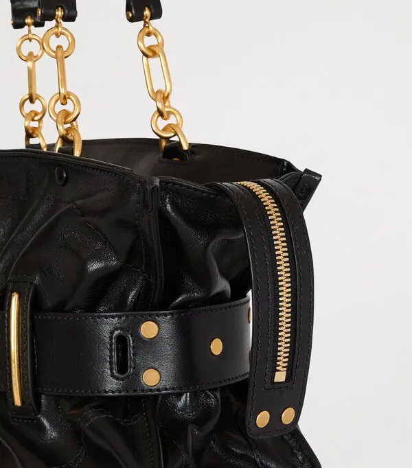 Balmain Small Leather Anthem Shoulder Bag - Black
